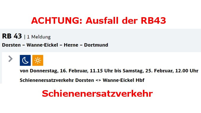 Deutsche Bahn erneuert RB43-Strecke über Gladbeck